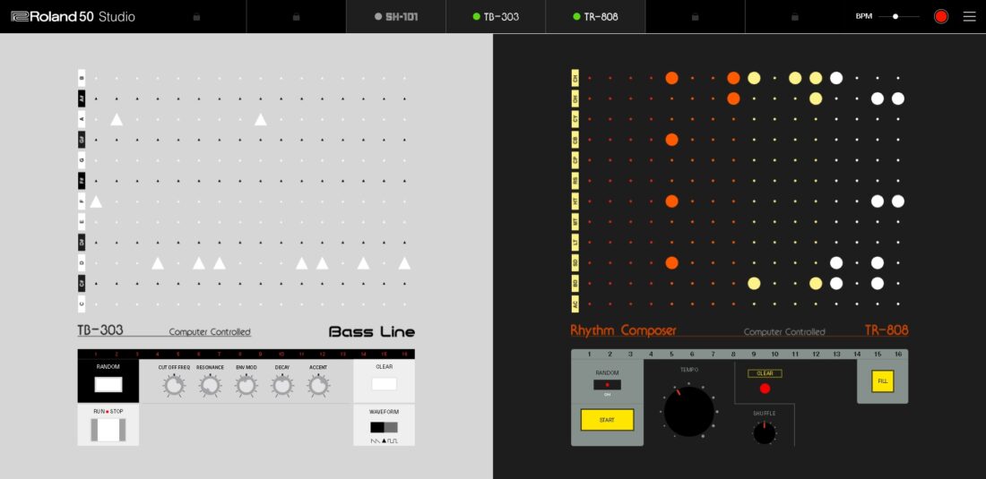 RolandがTR-808、TB-303、SH-101が無料で利用できるブラウザサイト「Roland50 Studio」を公開 ...